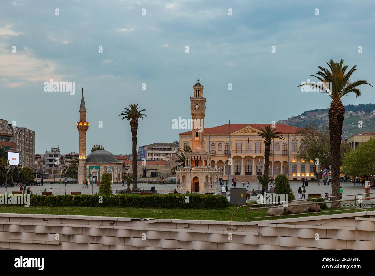 A picture of the Konak Square at sunset, with the Clock Tower of Izmir ...