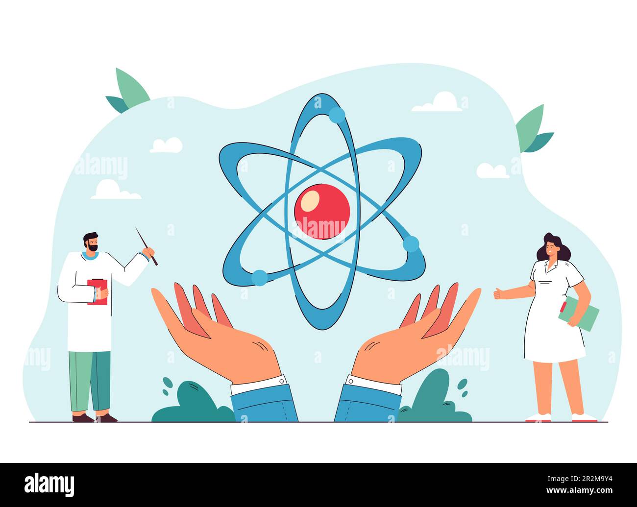 Science symbol in hands flat vector illustration Stock Vector Image ...