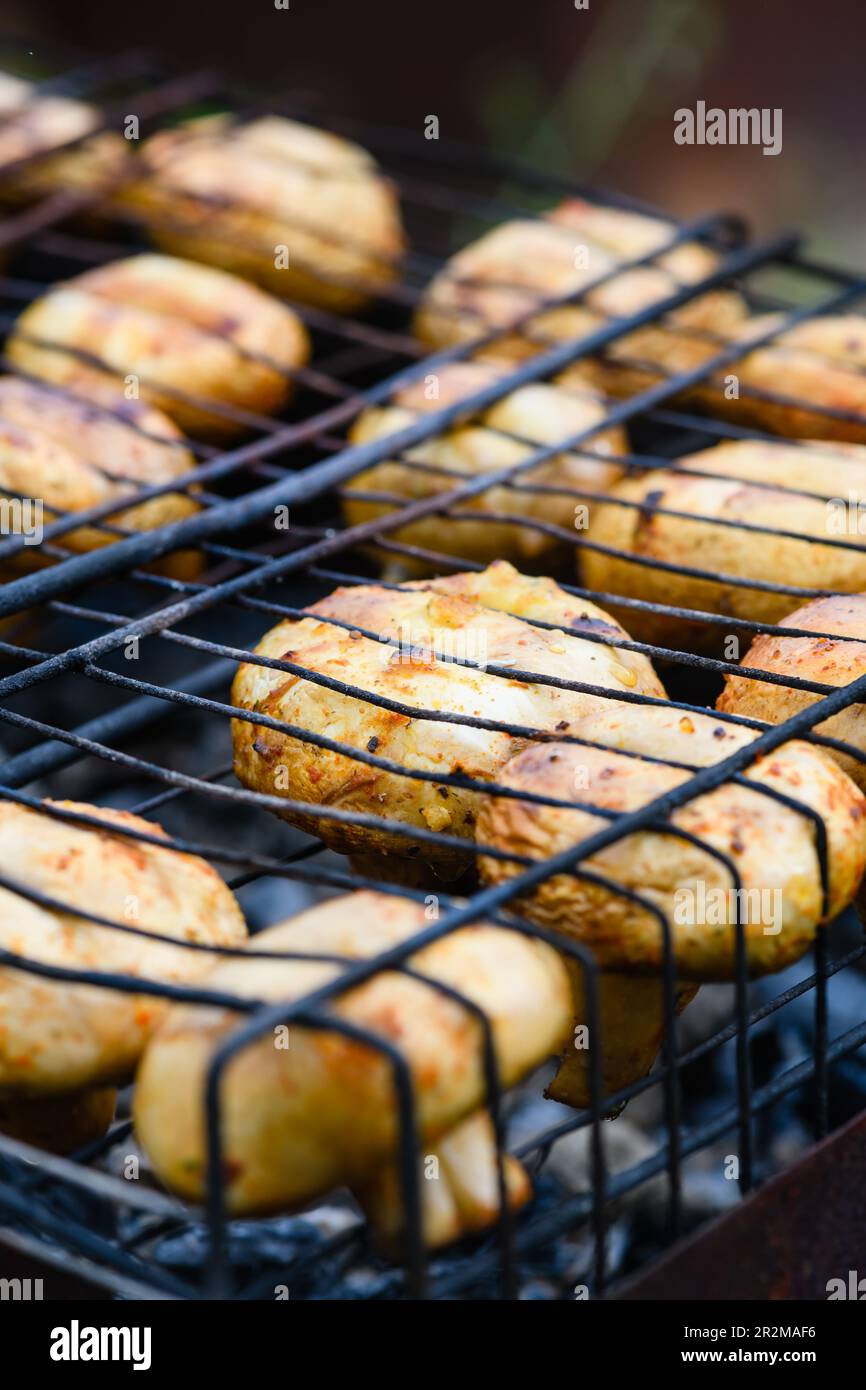 Top view grilled champignon hi-res stock photography and images - Alamy