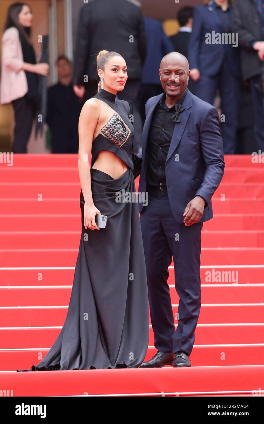 Cannes, France. 20th May, 2023. Harry Roselmack and Jade Chantelle attend the "Banel E Adama ...