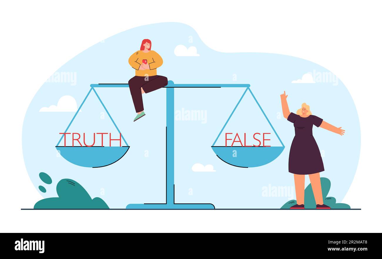 Tiny girls choosing between false and truth Stock Vector Image & Art ...