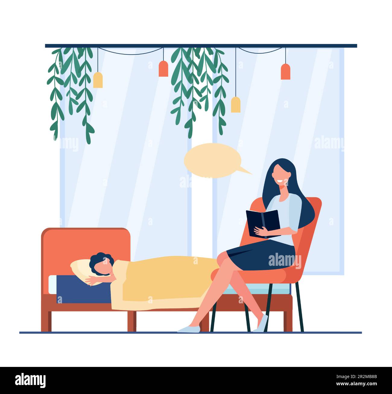 Mother book reading daughter Stock Vector Images - Alamy