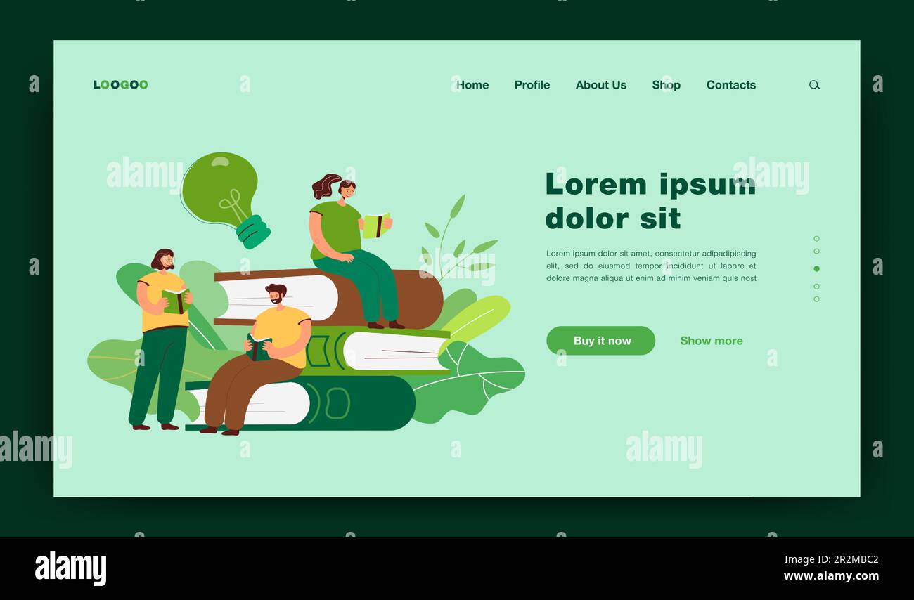 Happy tiny students reading books flat vector illustration Stock Vector ...