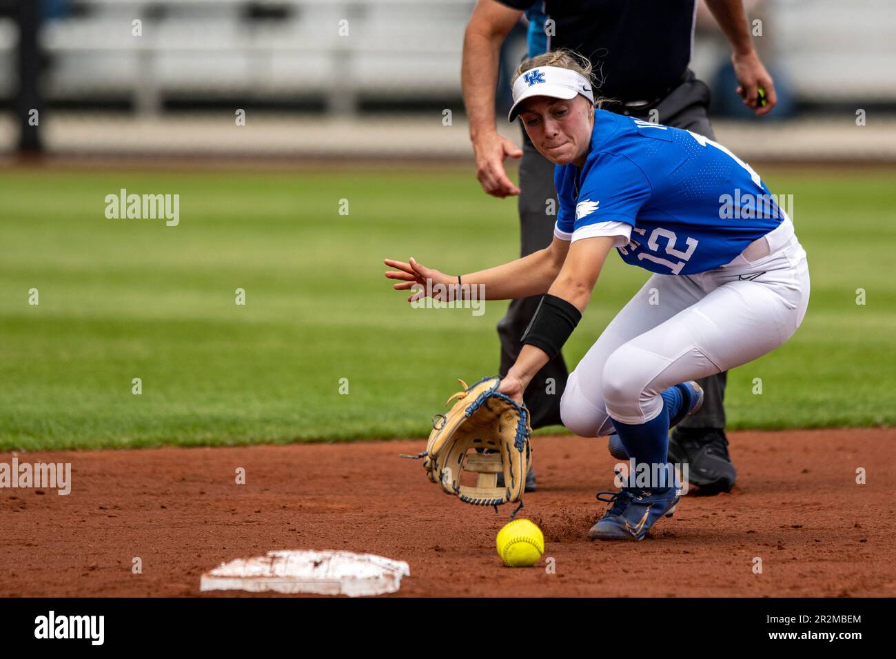 Kentucky infielder Margaret Tobias fields a ground ball during an NCAA ...