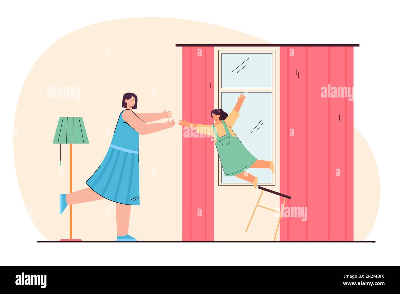 Mother catching falling daughter Stock Vector Image & Art - Alamy