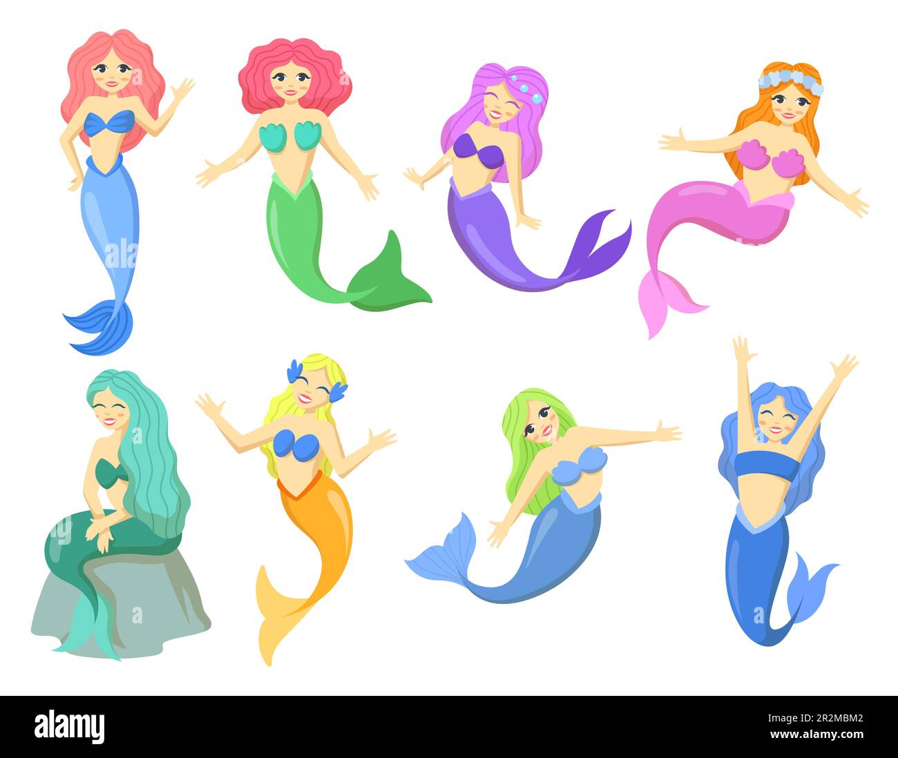 Cute mermaid illustrations in cartoon style Stock Vector Image & Art ...