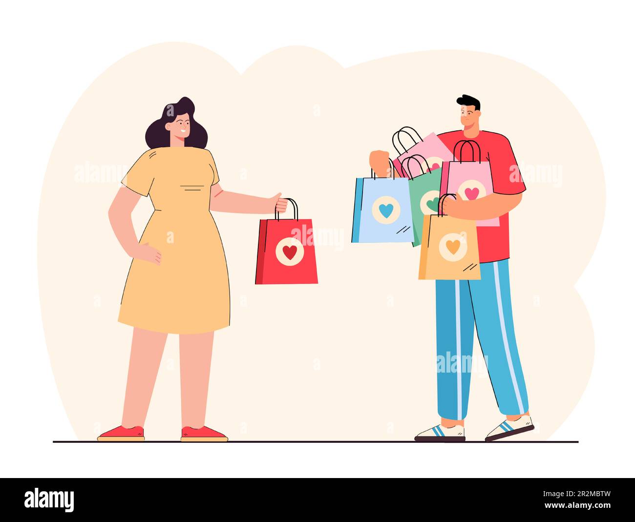 Husband wife holding shopping bags Stock Vector Images - Alamy