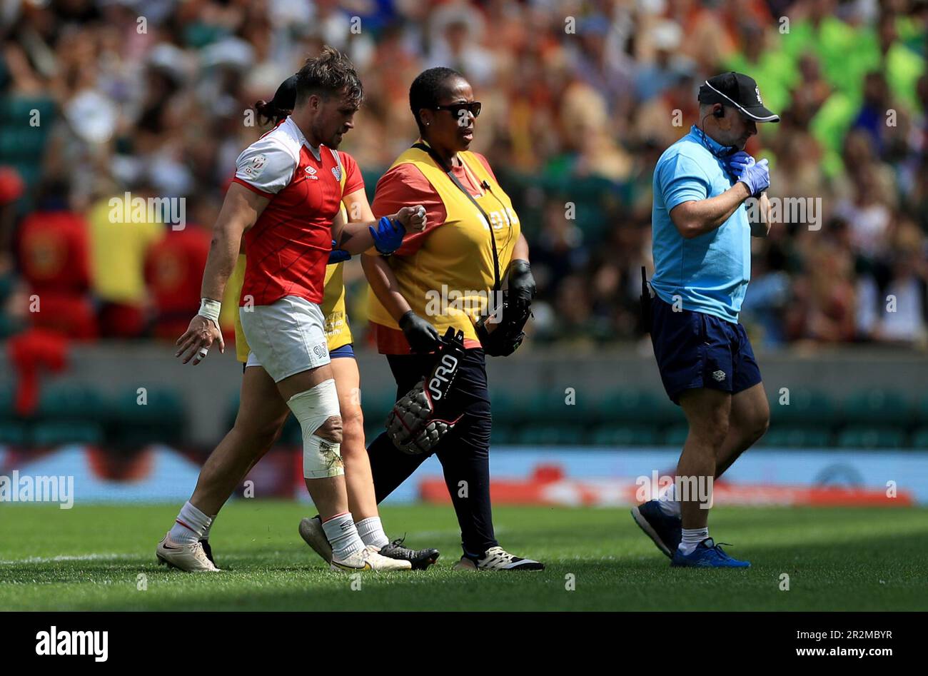 Great Britain’s Ethan Waddleton is taken off after an injury during ...
