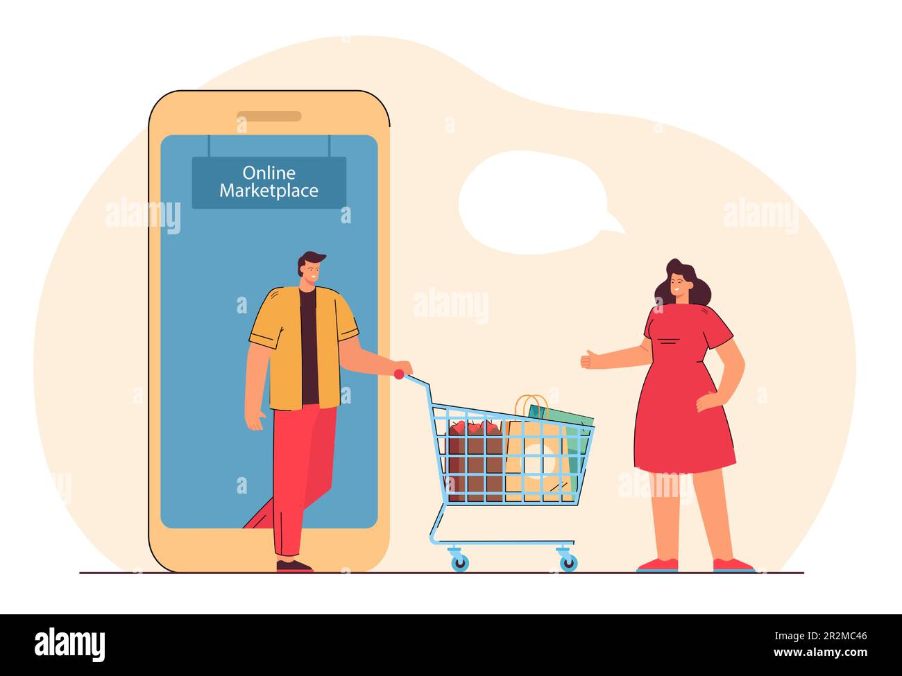 Cartoon people using online marketplace for shopping Stock Vector Image ...