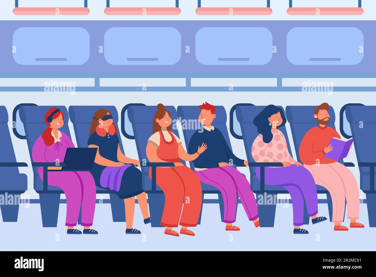 Passenger woman flying in plane Stock Vector Images - Alamy