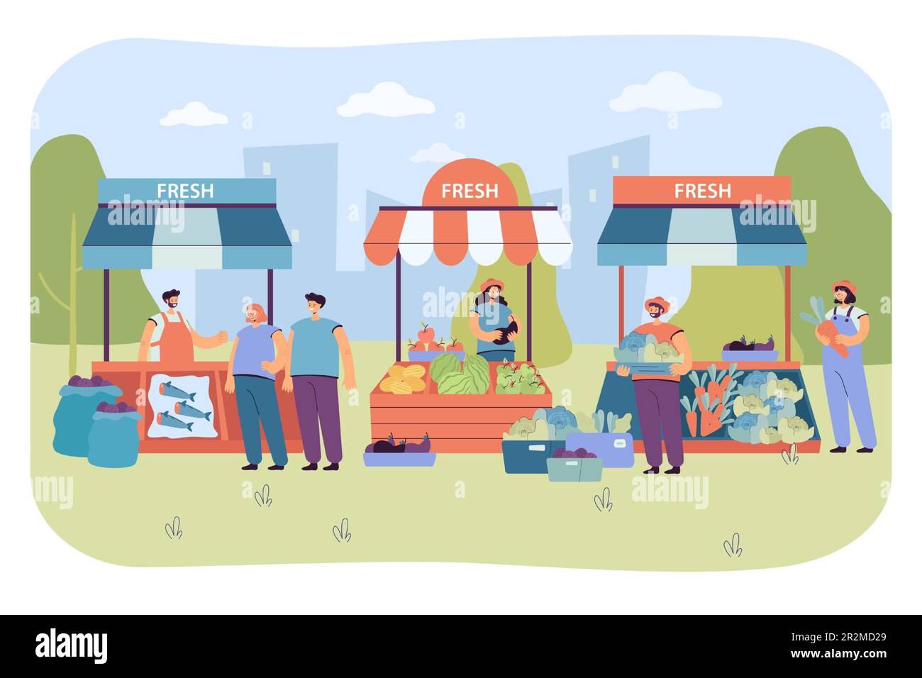 Stall selling buying fish Stock Vector Images - Alamy