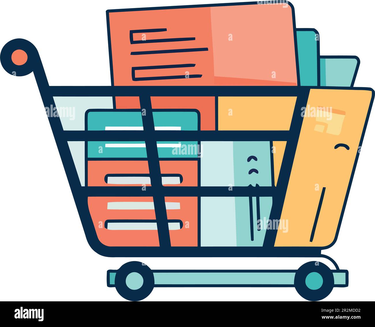 Shopping cart carrying cards over white Stock Vector Image & Art - Alamy