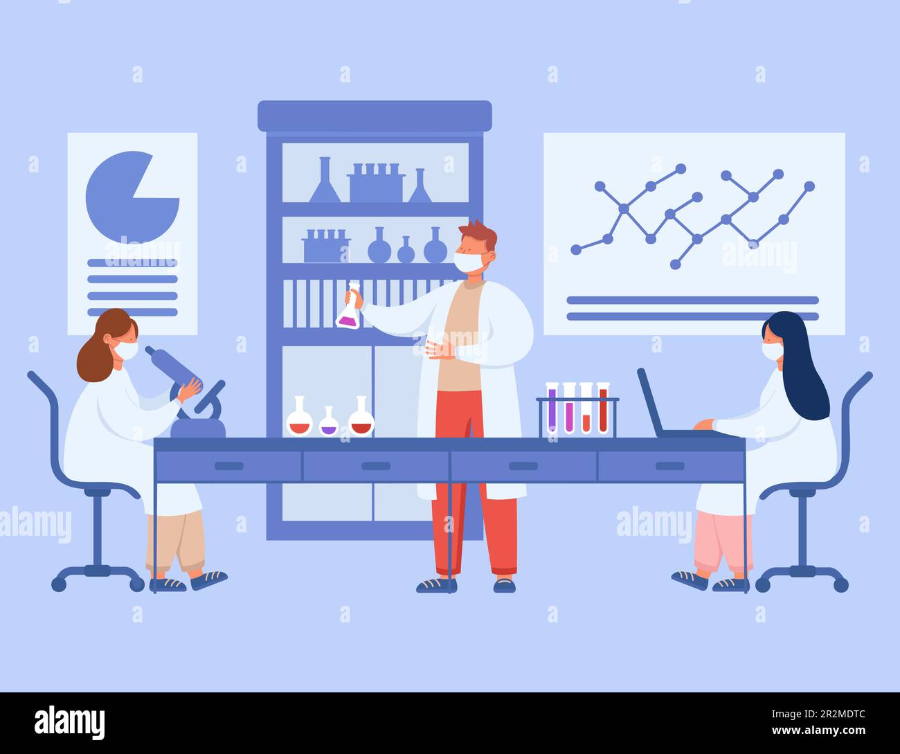 Medical students in laboratory flat vector illustration Stock Vector ...