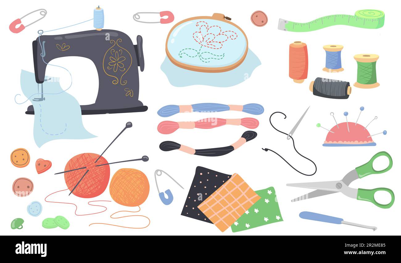 Sewing tools vector illustrations set Stock Vector Image & Art - Alamy