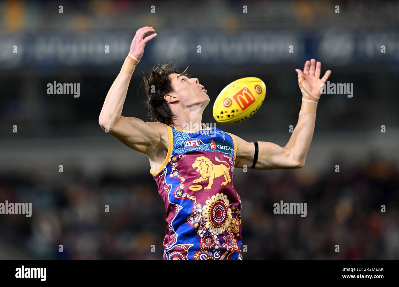 Eric Hipwood of the Lions in action during the AFL Round 10 match ...