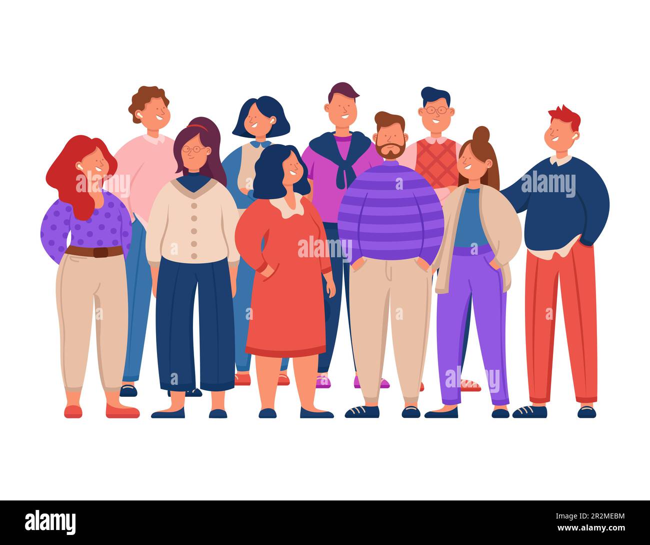 Group of cute cartoon office workers flat vector illustration Stock ...