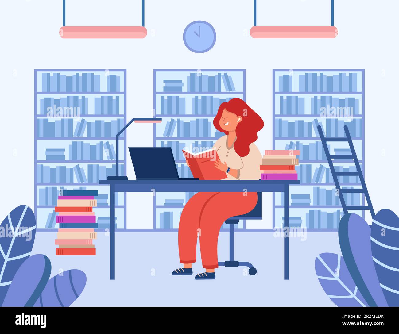 Modern library interior computer Stock Vector Images - Alamy