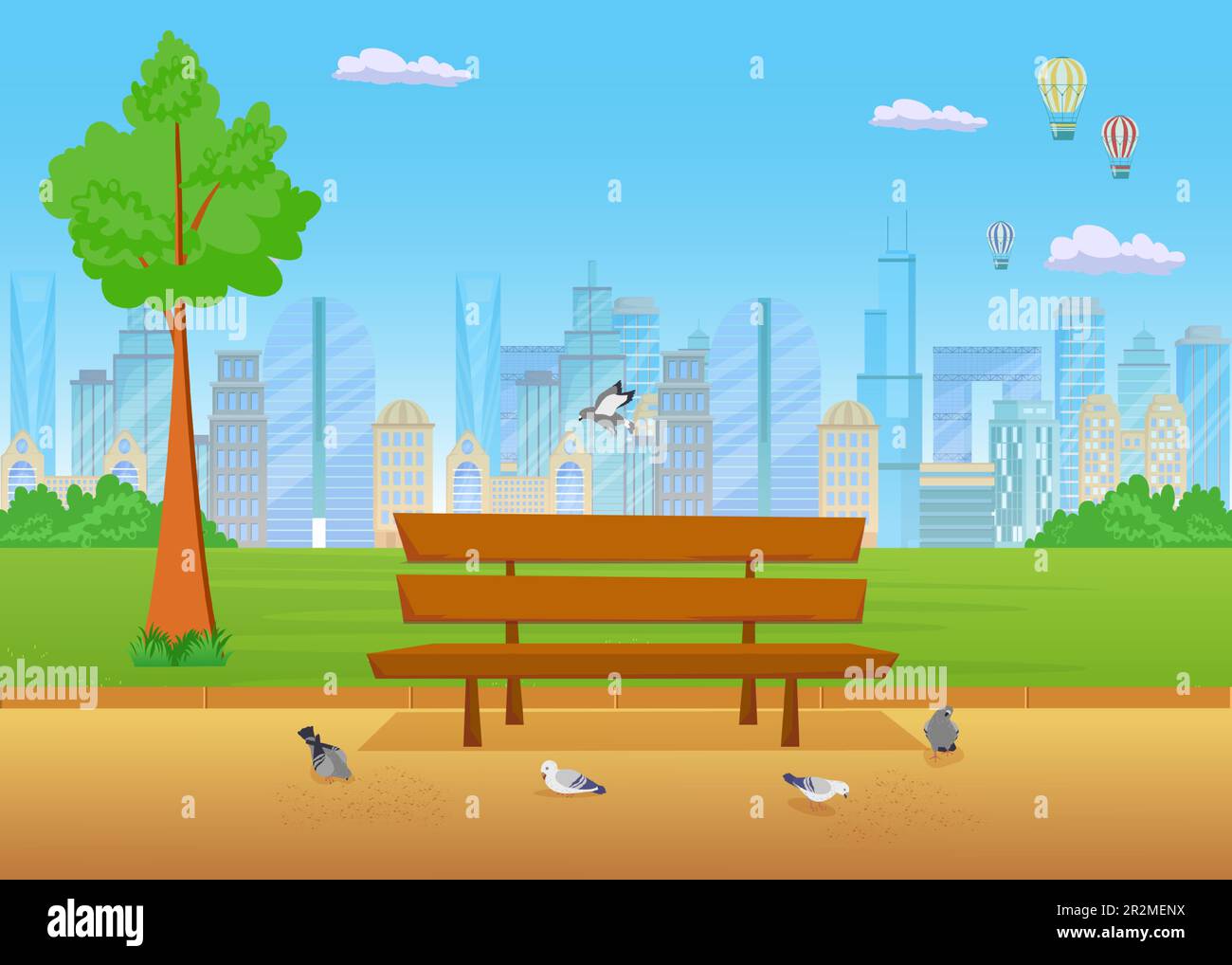 Park empty bench in Stock Vector Images - Alamy