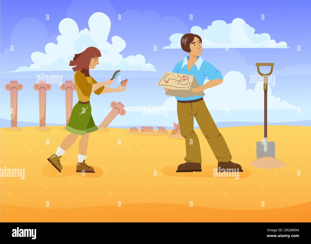 Cartoon illustration man searching map hi-res stock photography and ...