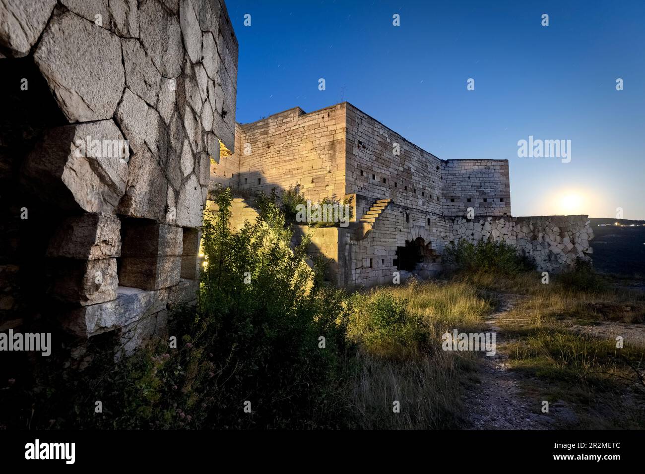 The nineteenth-century casemates of Fort Mollinary on a full moon night ...