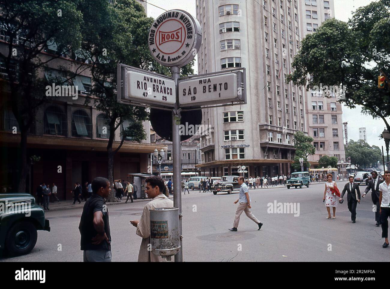 Rio de Janeiro, Avenida Rio Branco and Rua Sao Bento street signs ...