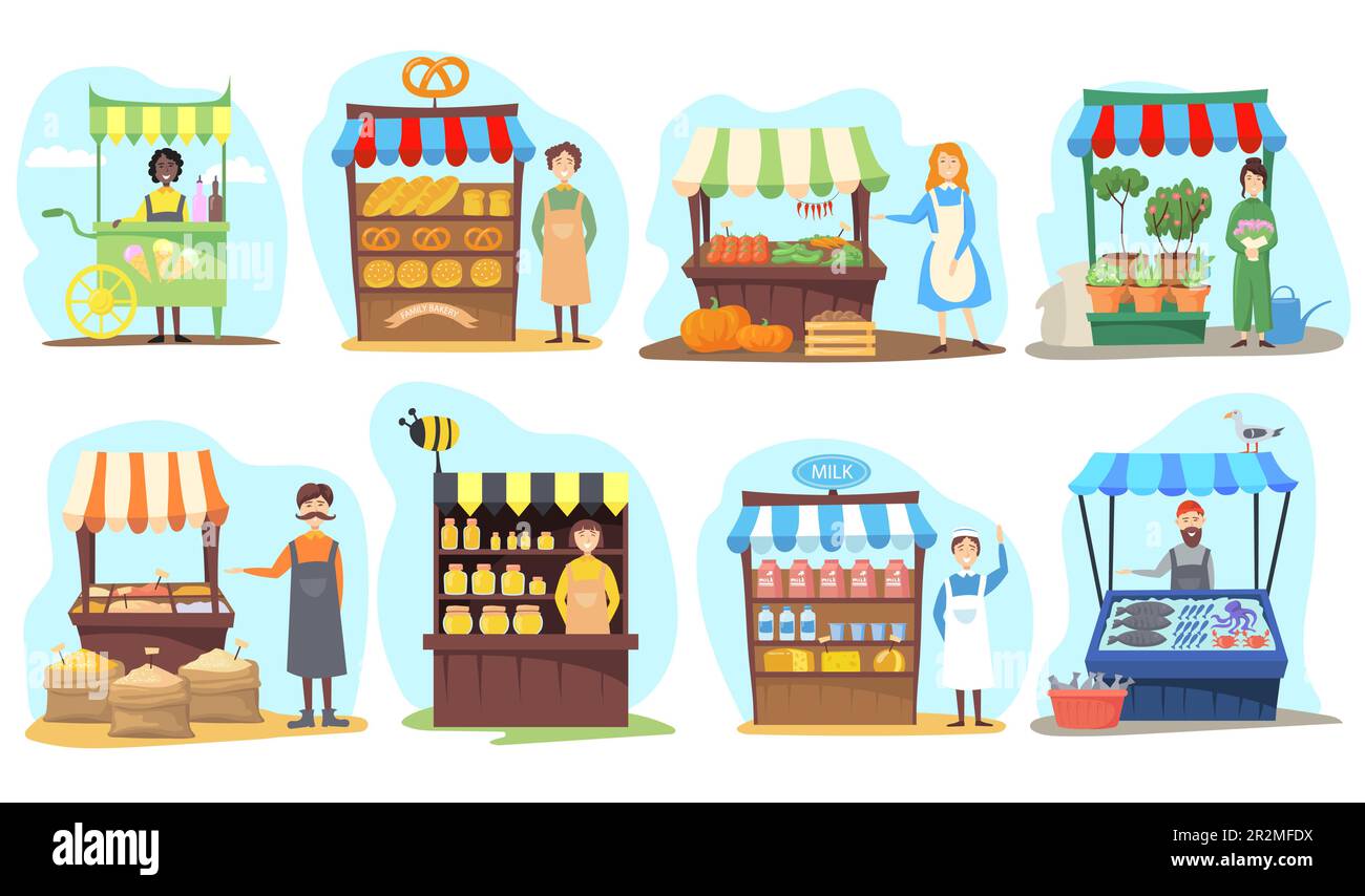 Set of street vendor booths Stock Vector Image & Art - Alamy