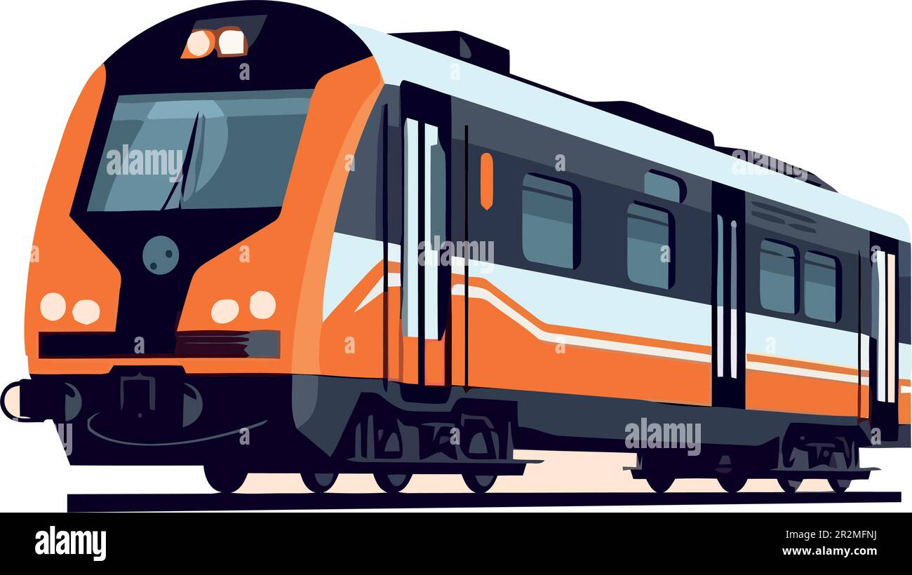 Passenger Train On Railroad Track Over White Stock Vector Image And Art Alamy