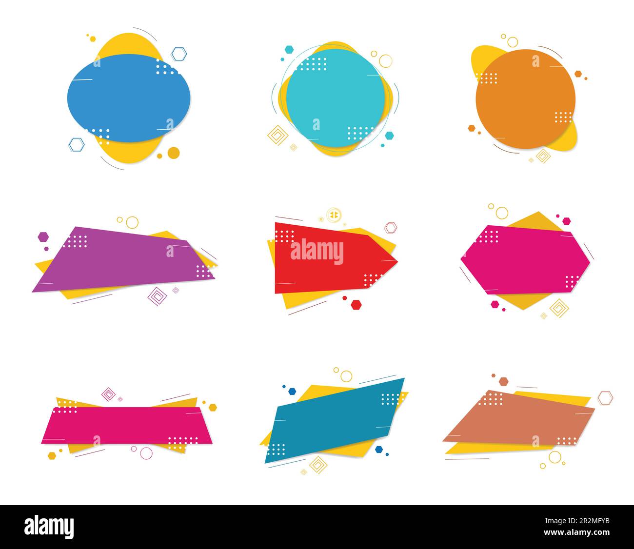 Set of different colorful text boxes shape geometric flat banners ...