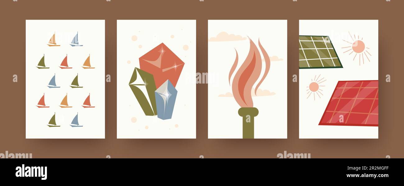 Set of contemporary art posters with Earth resources Stock Vector Image ...