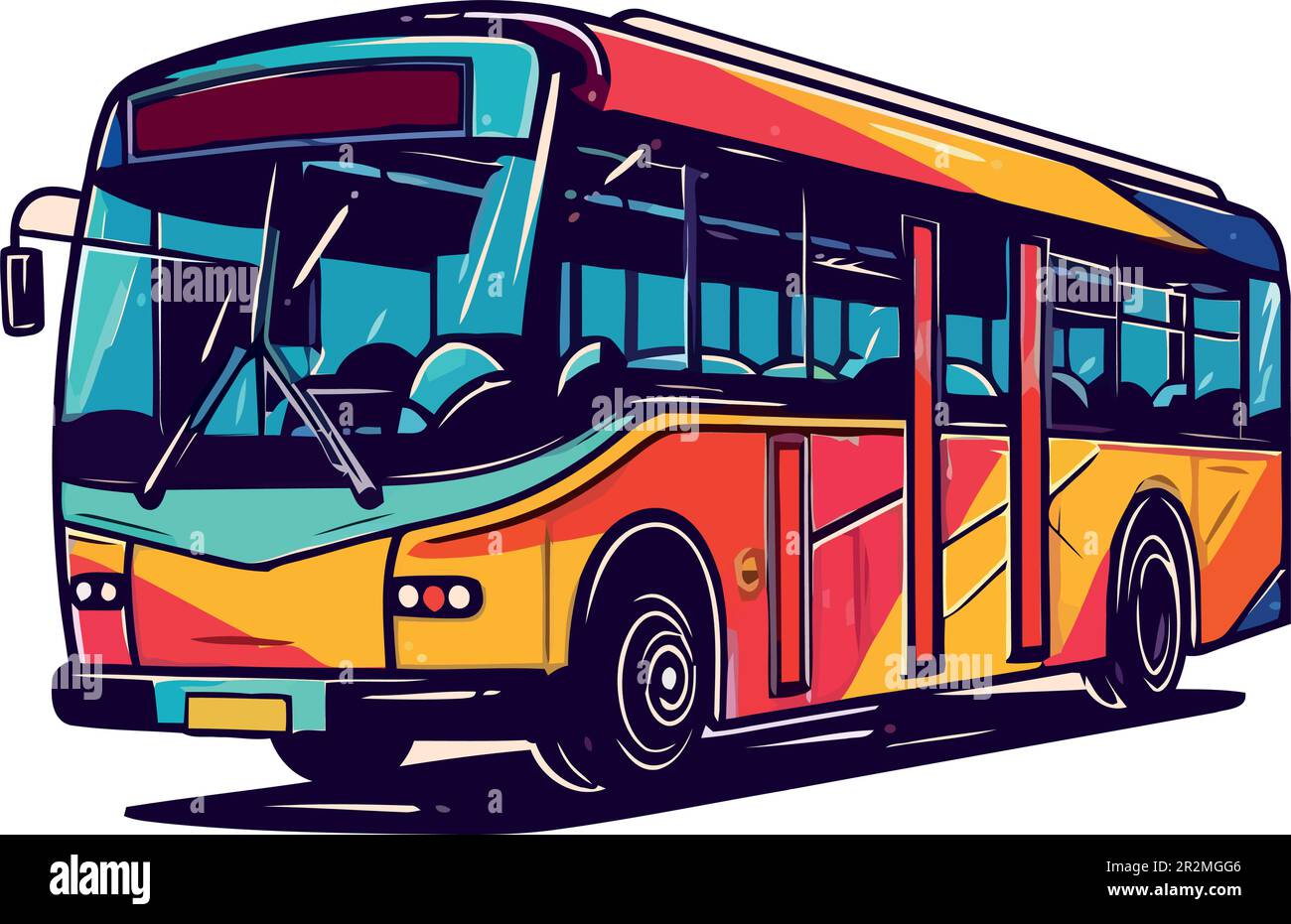 Colored Tour Bus Over White Stock Vector Image And Art Alamy
