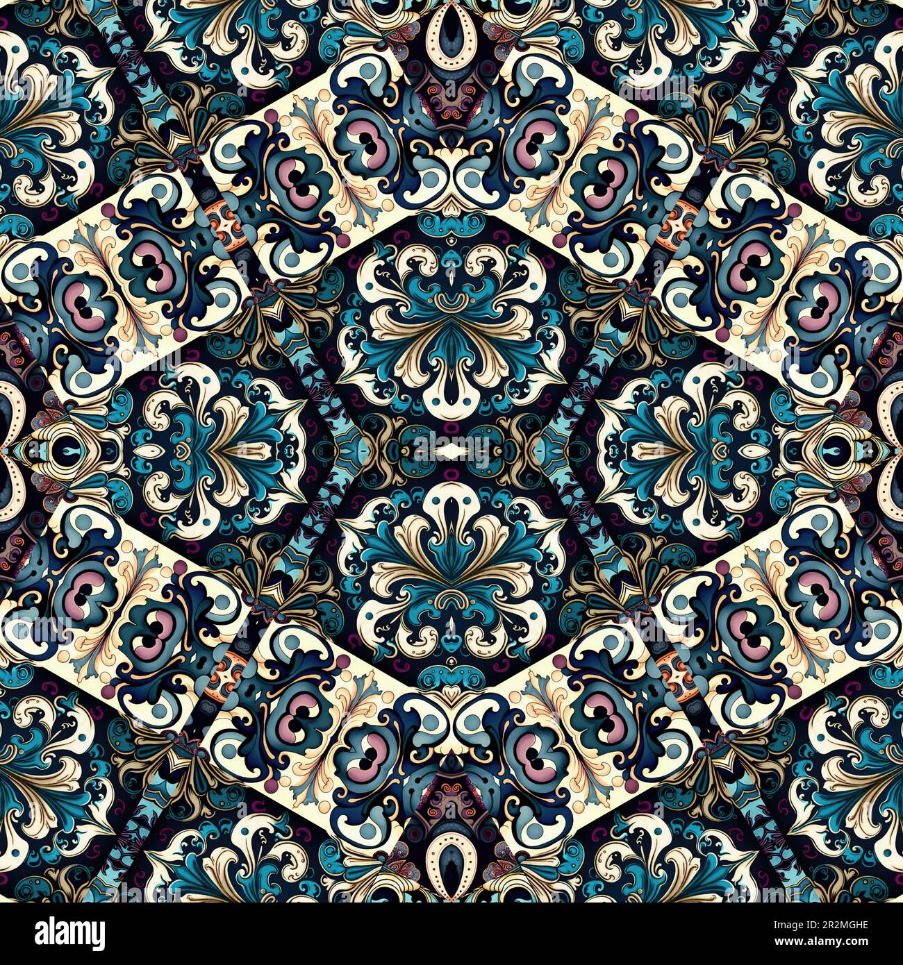 Ornamental victorian seamless wallpaper in roccoco style. Repeat tile ...