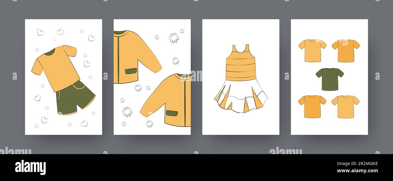 Set of contemporary posters with clothes for boys and girls Stock ...