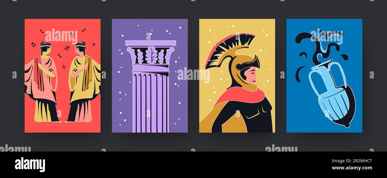 Set of contemporary art posters with ancient Rome theme Stock Vector ...