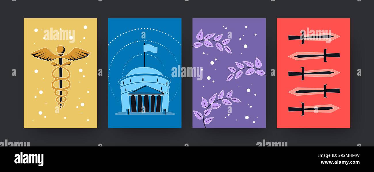 Set of contemporary art posters with ancient symbols of Rome Stock ...