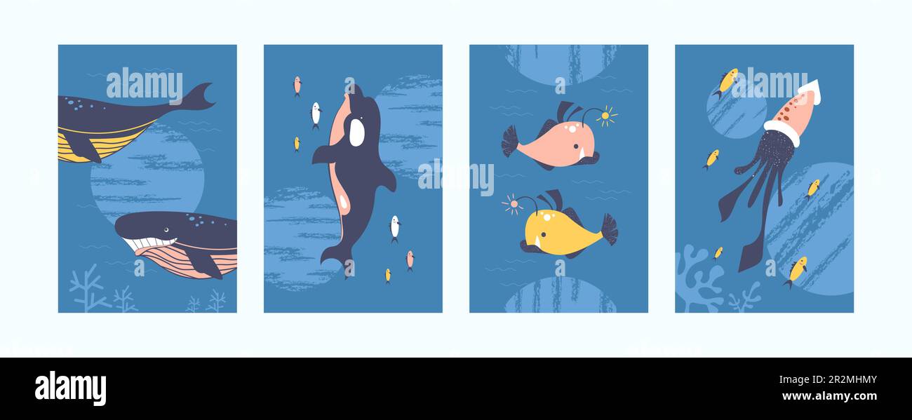 Bright sea animals illustrations set Stock Vector Image & Art - Alamy