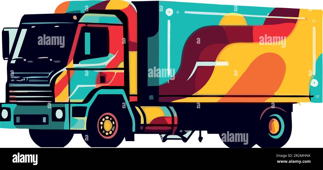Truck driver carrying cargo container over white Stock Vector Image ...