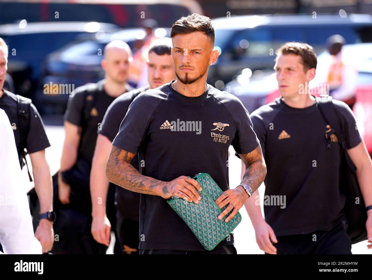Arsenal's Ben White arrives at the stadium ahead of the Premier League ...