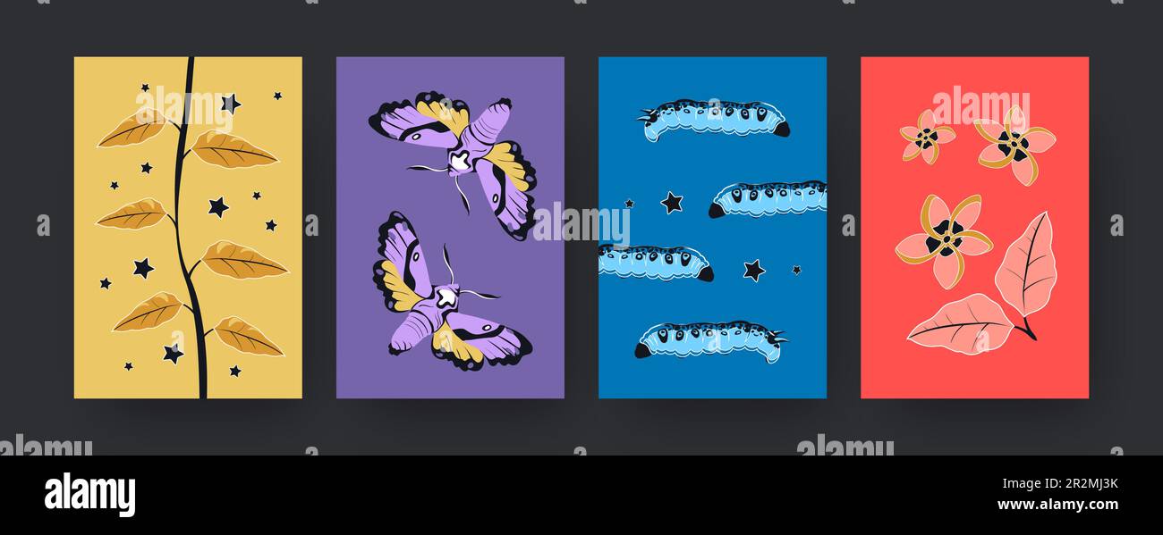 Set of contemporary art posters with butterfly theme Stock Vector Image ...