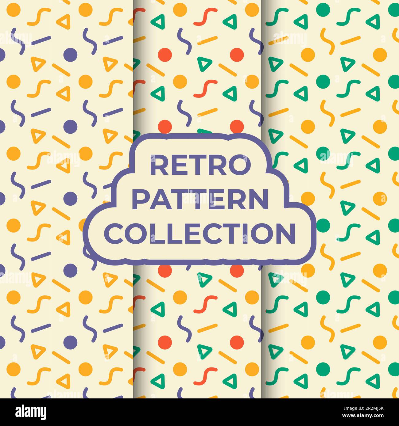 Retro Doodle Pattern Vibrant And Colorful Collection. Vector ...