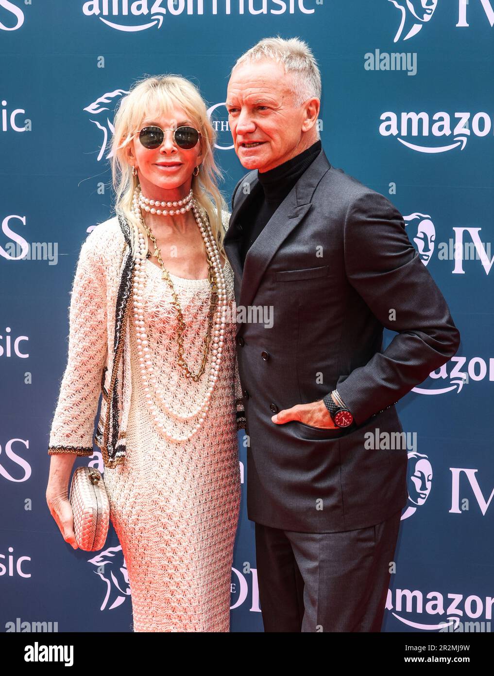 London, UK. 18th May, 2023. Trudie Styler and Sting seen attending The Ivors 2023 at the ...
