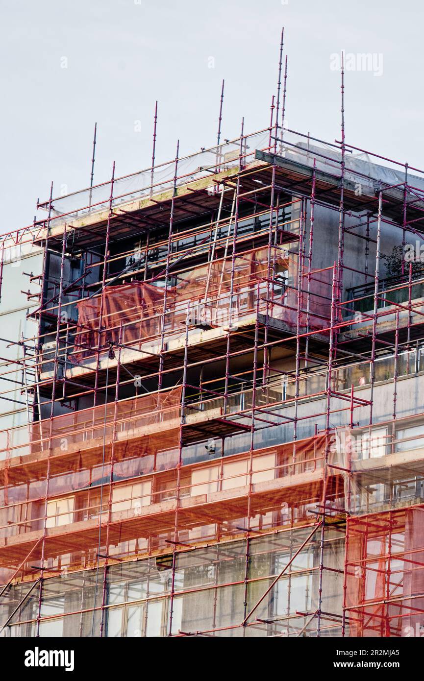 High rise residential building of flats with cladding being replaced ...