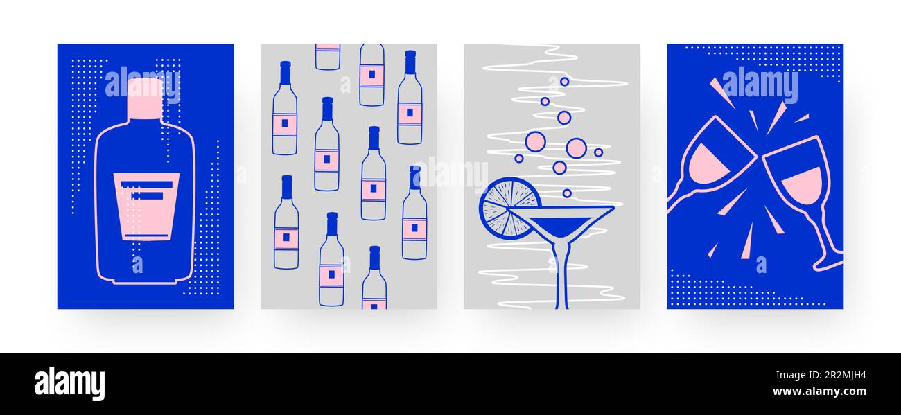 Set of contemporary art posters with alcohol bottles Stock Vector Image ...