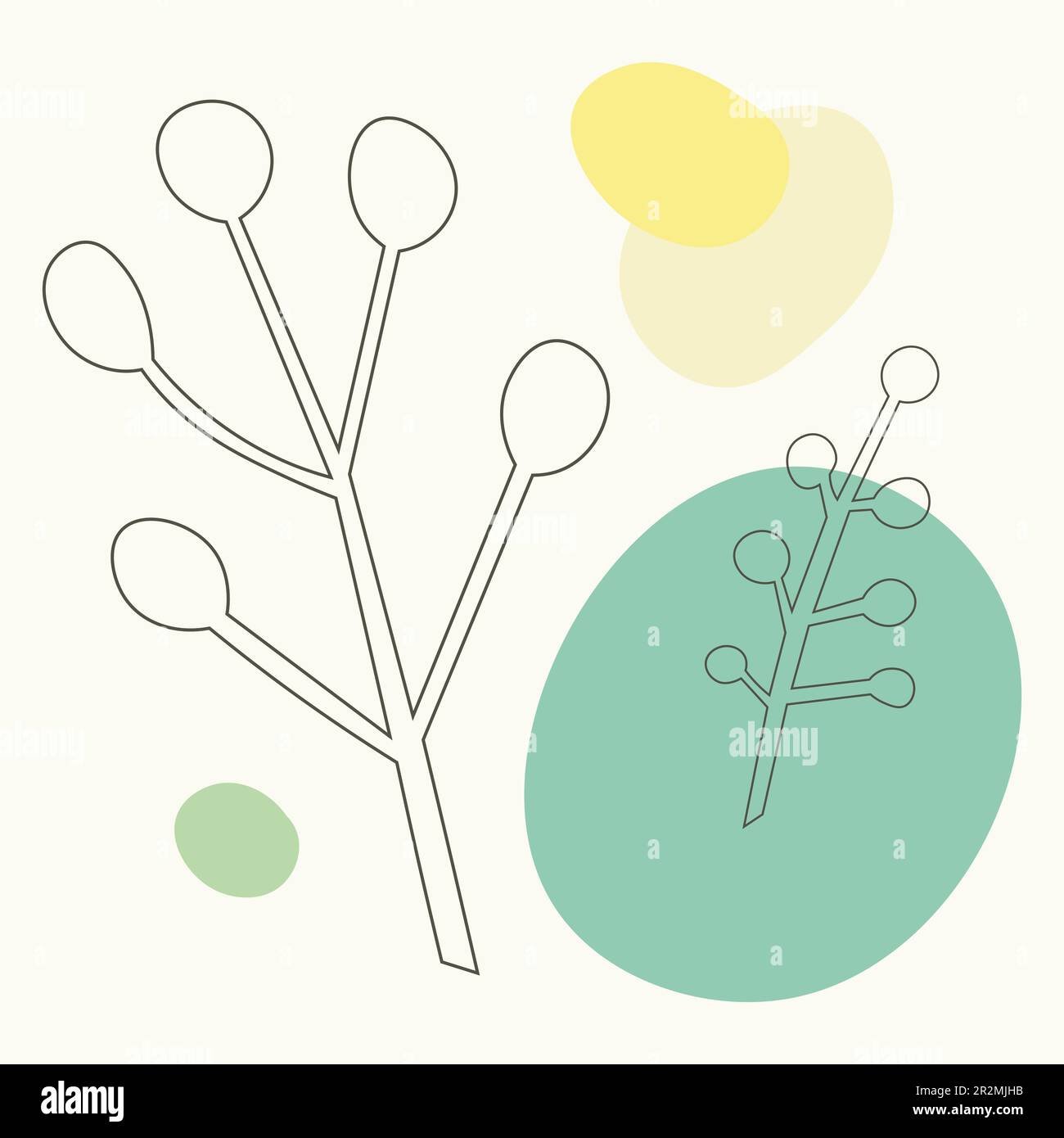 Beige Contemporary Poster With Outline Floral. Contemporary Vector ...