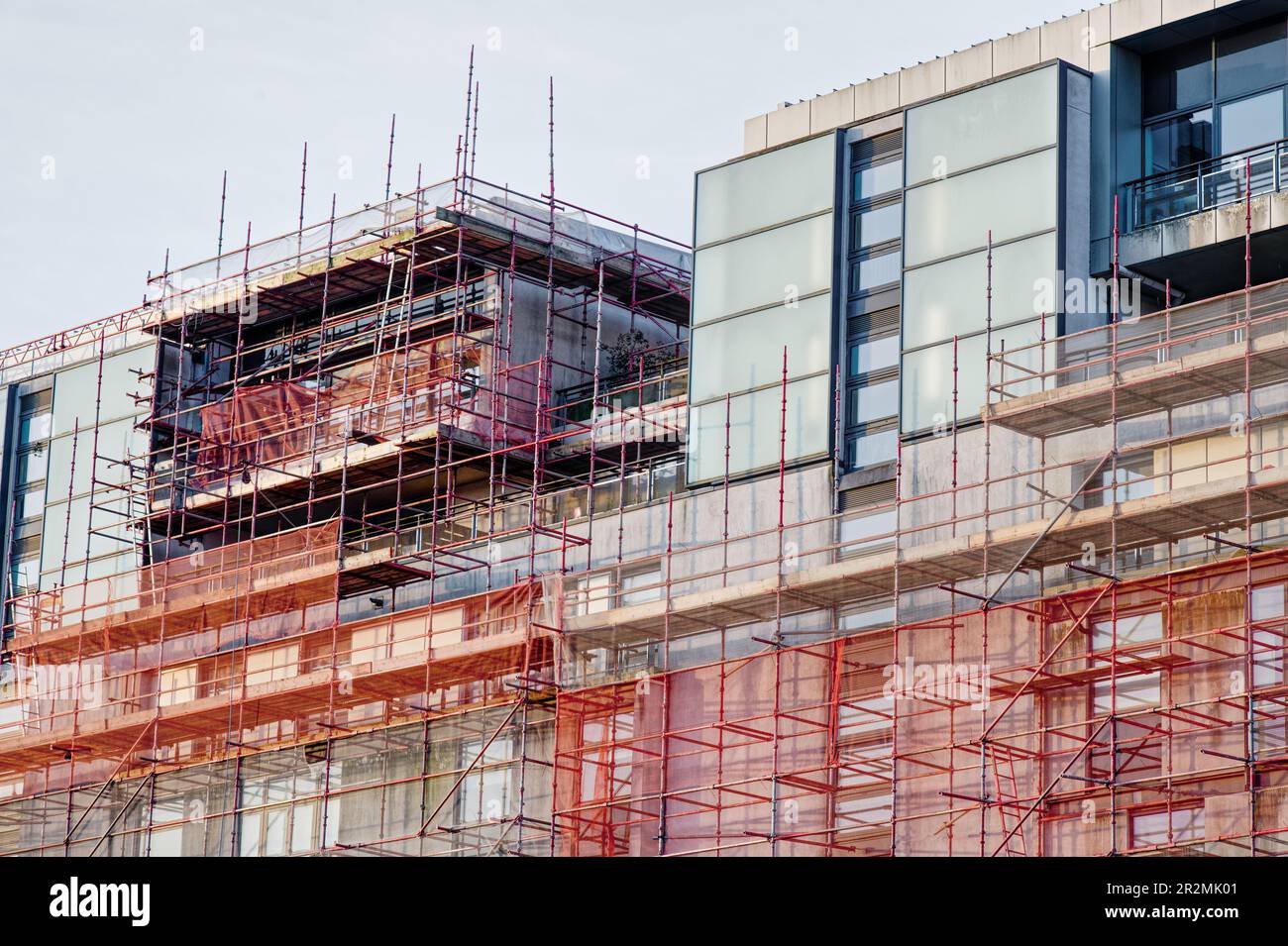 High rise residential building of flats with cladding being replaced ...