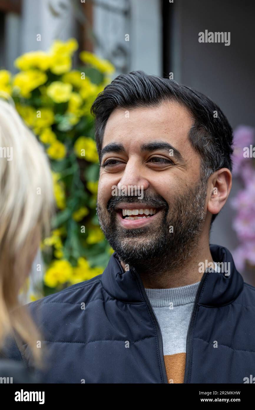 First Minister of Scotland Humza Yousaf during a visit to Bellshill in ...