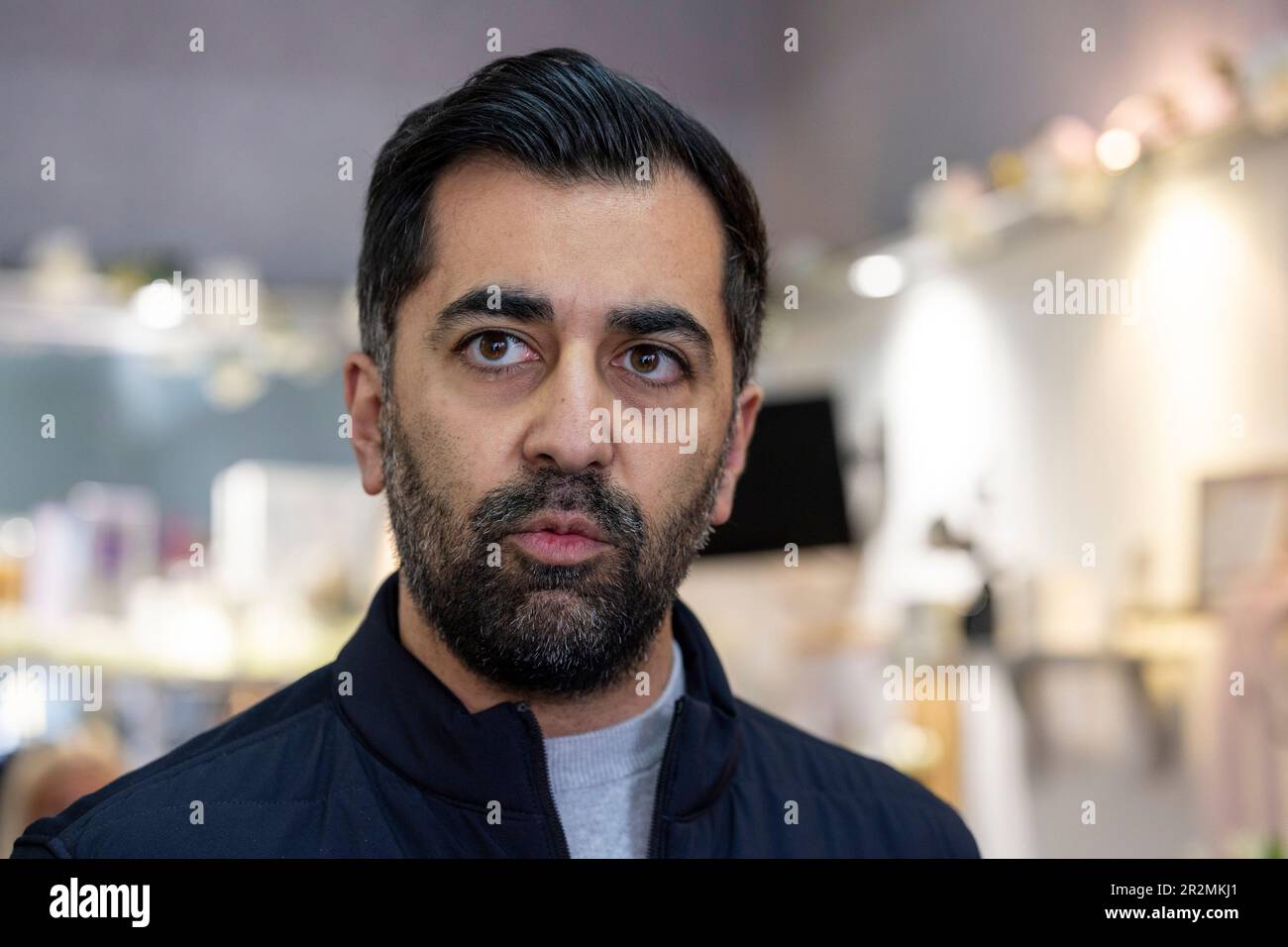 First Minister of Scotland Humza Yousaf during a visit to Bellshill in ...