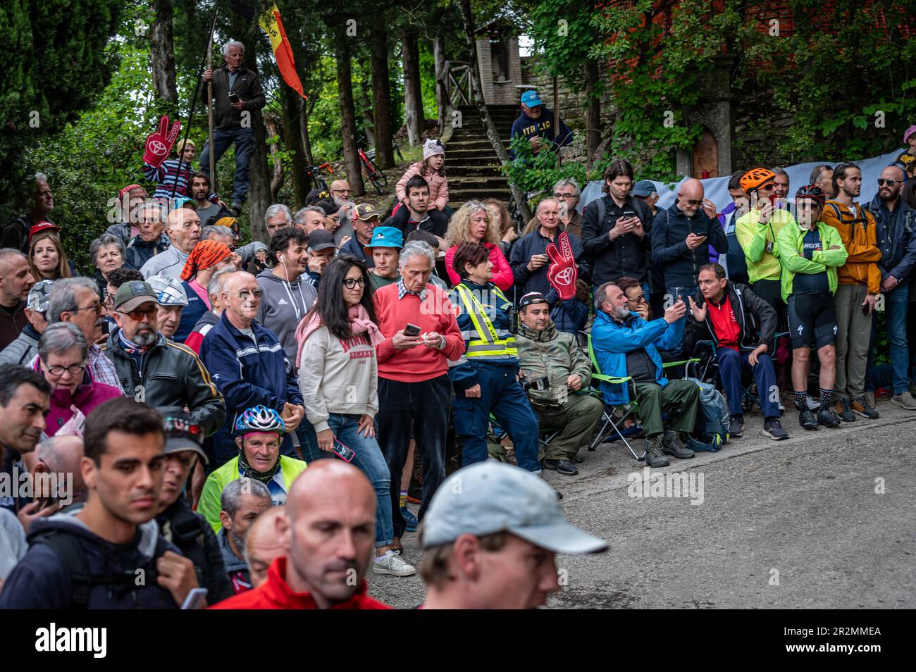 Italy, May 13, 2023: professional cyclists face the eighth stage of the ...