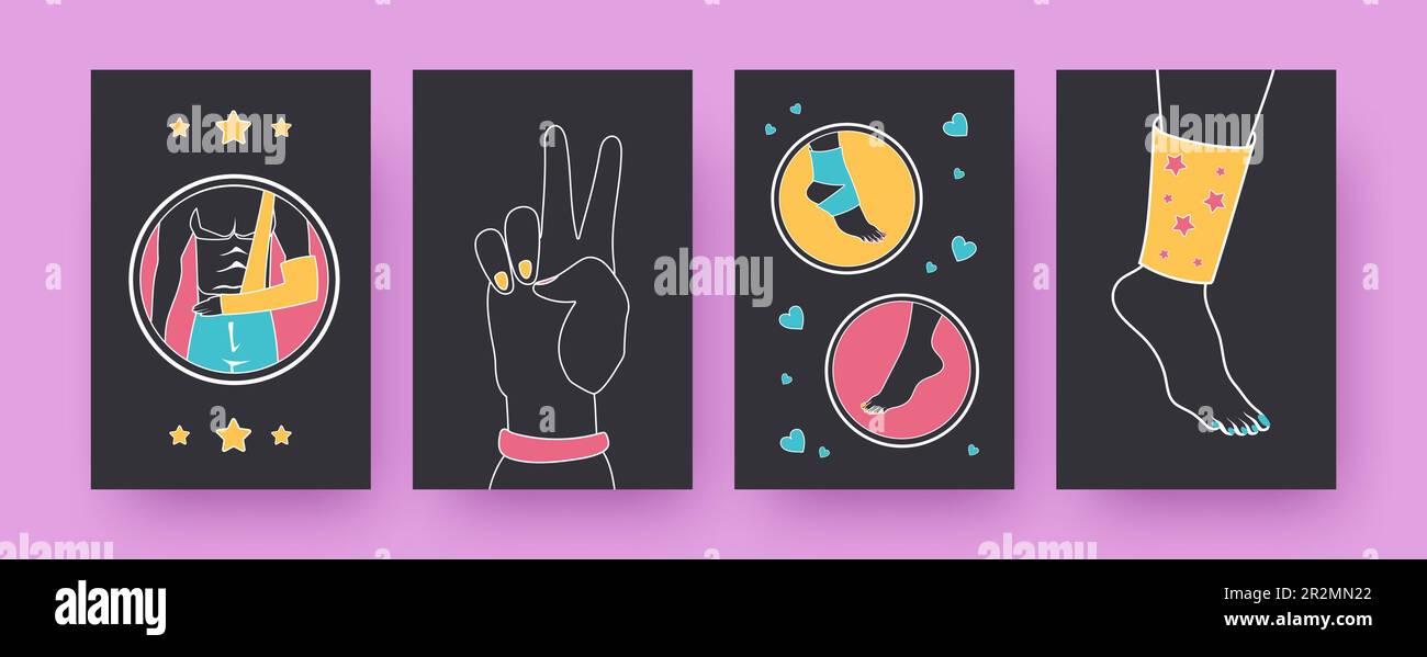 Set of contemporary art posters with injury treatments Stock Vector ...
