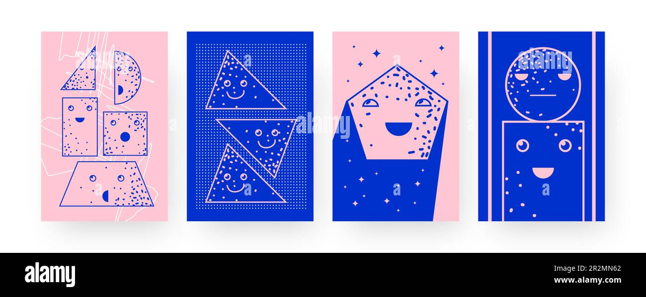 Set of contemporary art posters with geometric characters Stock Vector ...