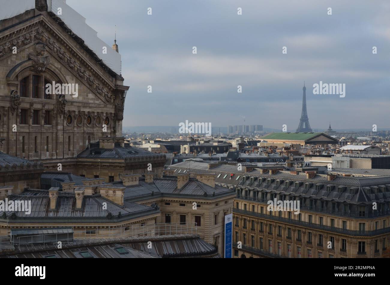 Paris, France - December 10, 2022: Panoramic view of city with Eiffel ...